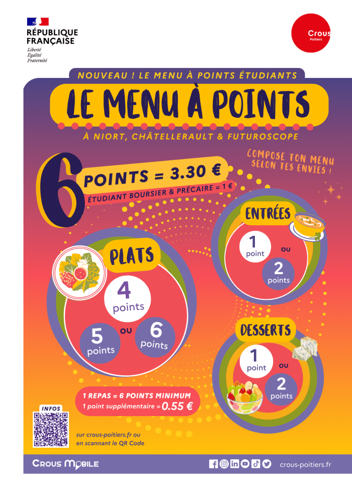 Le "Menu à points", plus de souplesse & plus de choix - Crous Poitiers